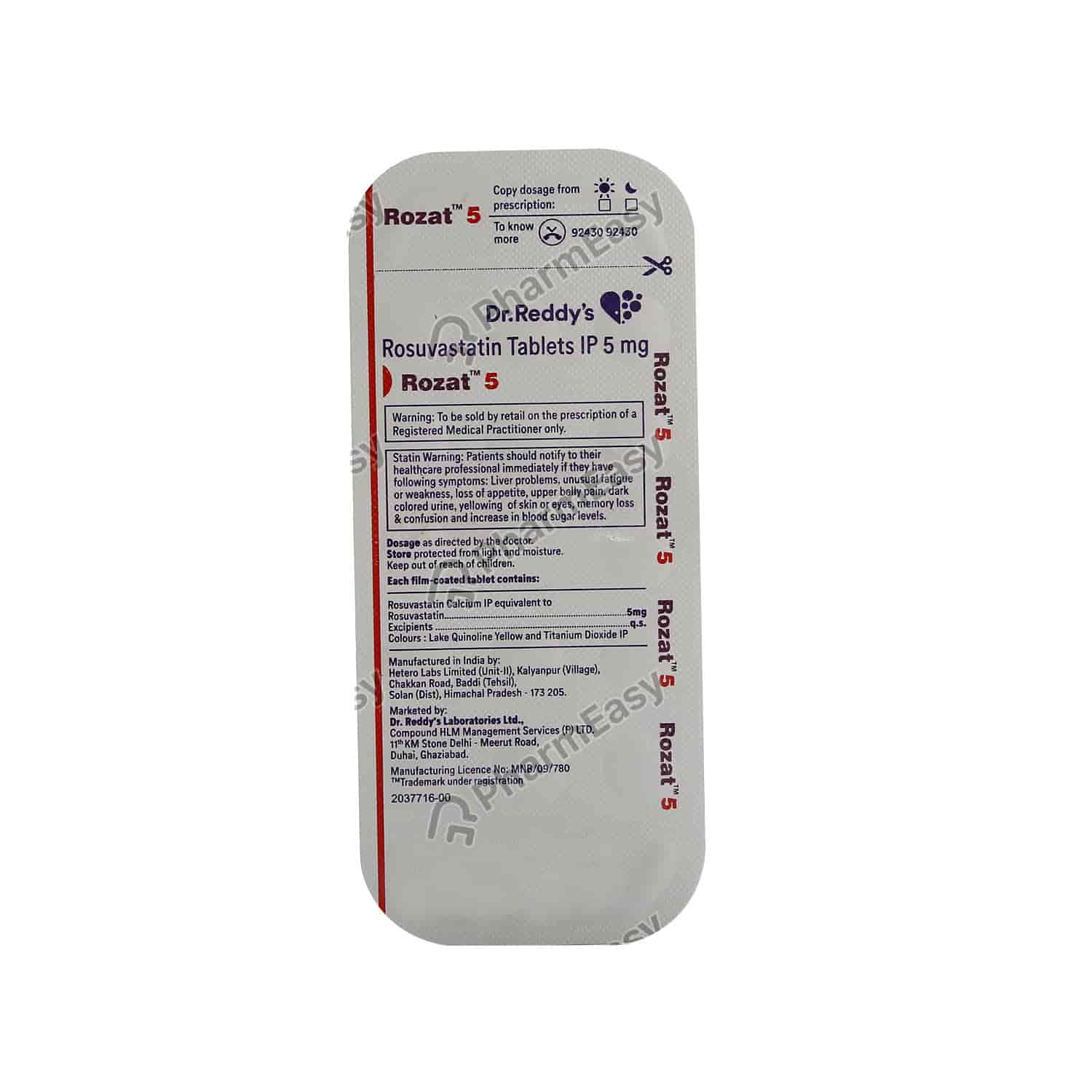 Rozat 5 Tab 14'S - Uses, Side Effects, Dosage, Composition & Price ...