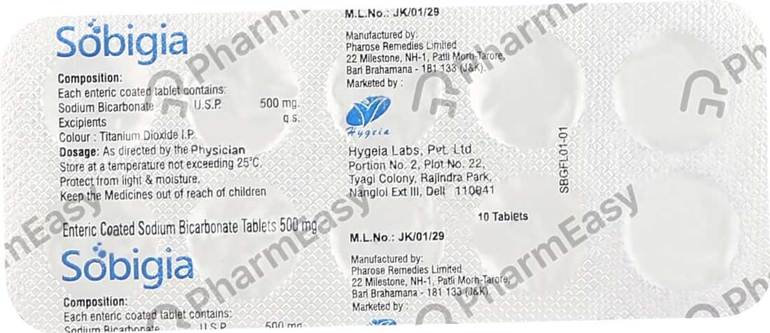 Sobigia 500 MG Tablet (10): Uses, Side Effects, Price & Dosage | PharmEasy