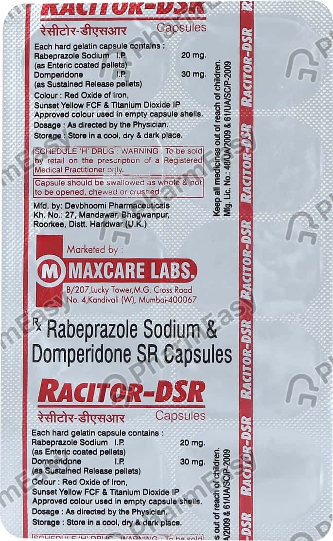 Racitor Dsr Strip Of 10 Capsules: Uses, Side Effects, Price & Dosage | PharmEasy