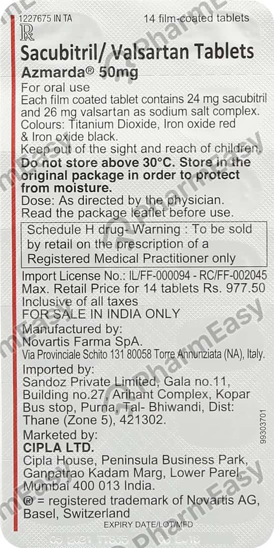 Azmarda 50mg Strip Of 14 Tablets: Uses, Side Effects, Price & Dosage ...