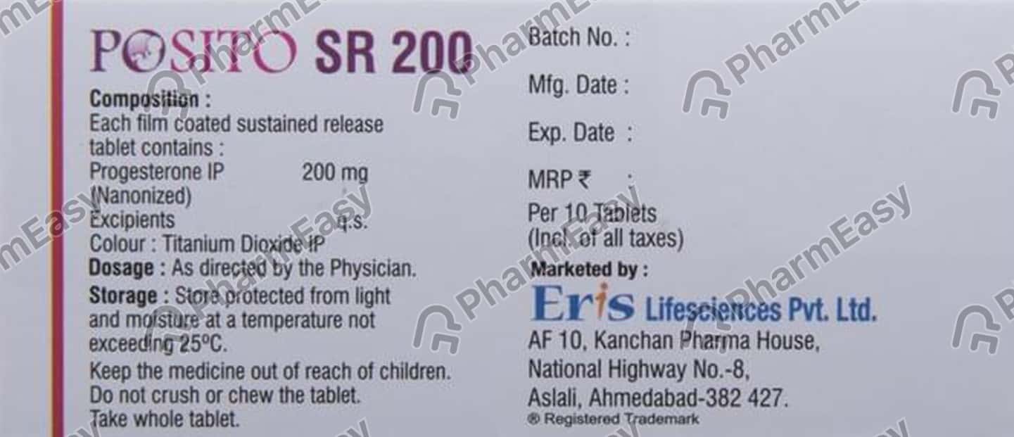 Posito Sr 200 MG Tablet (10): Uses, Side Effects, Price & Dosage ...