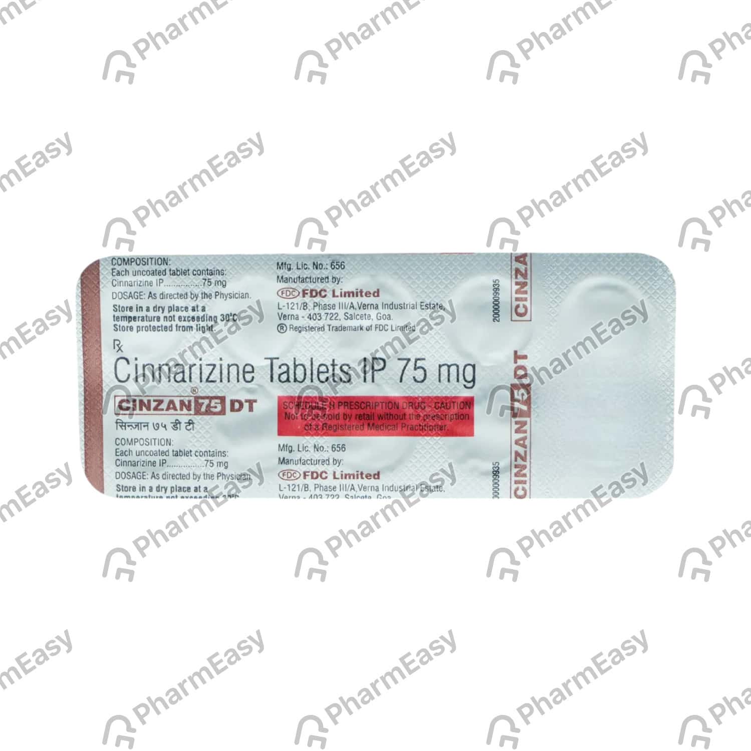 Cinzan Dt 75 MG Tablet (10): Uses, Side Effects, Price & Dosage | PharmEasy