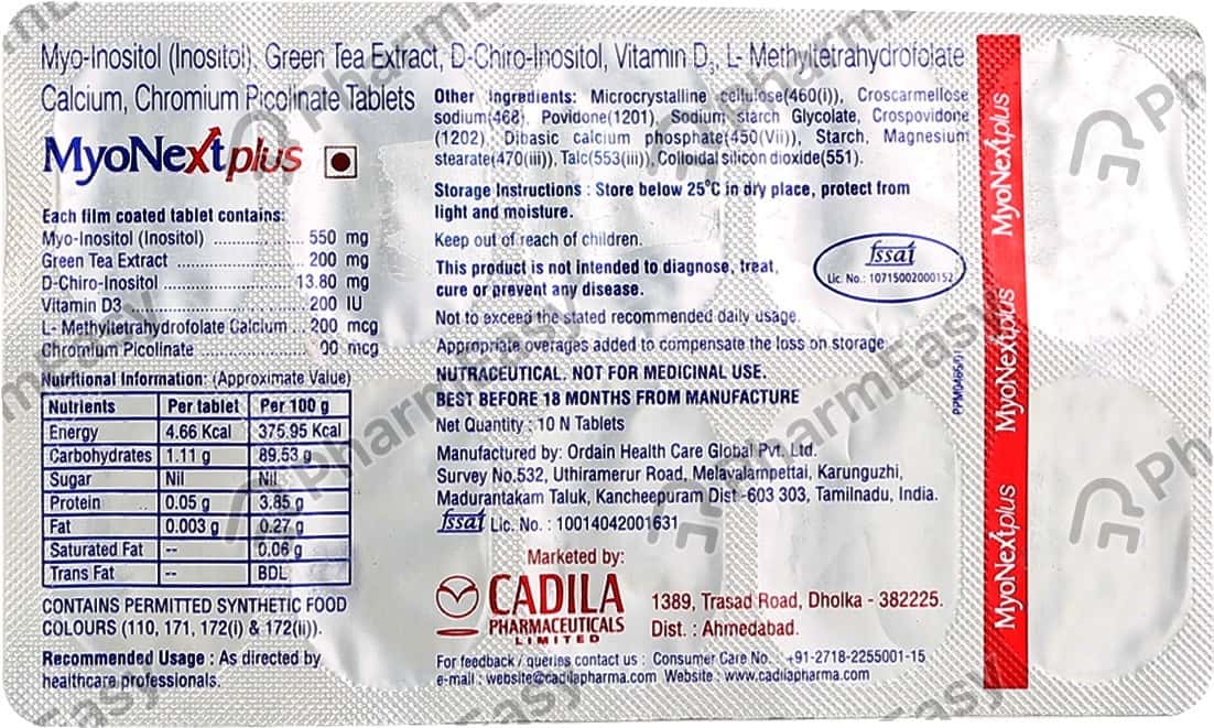 Buy Myonext Plus Strip Of 10 Tablets Online at Flat 15% OFF | PharmEasy