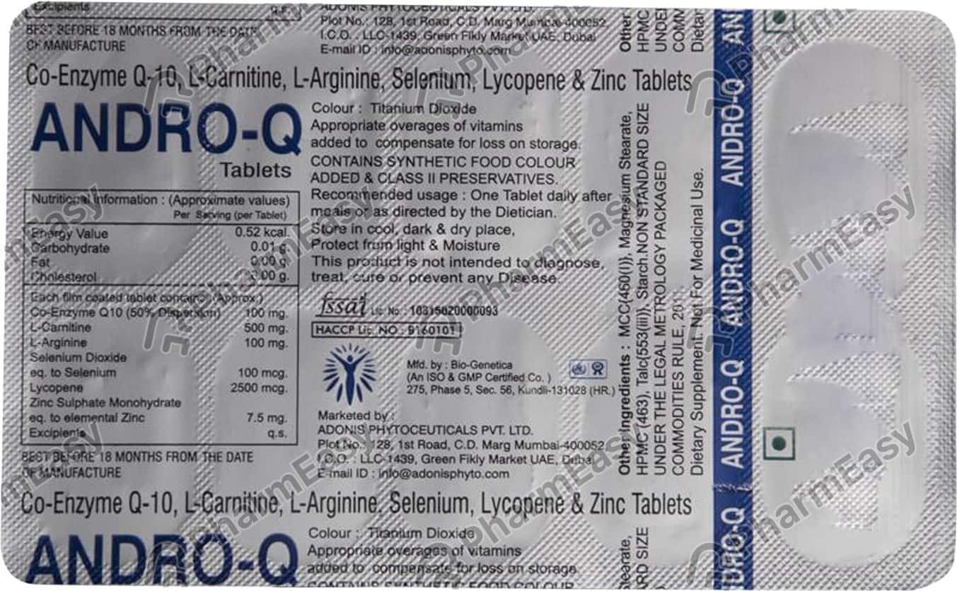 Buy Andro Q Strip Of 10 Tablets Online at Flat 15% OFF | PharmEasy