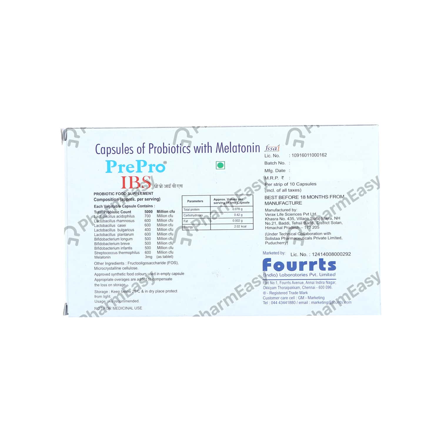 Buy Prepro Ibs Strip Of 10 Capsules Online at Flat 18% OFF* | PharmEasy