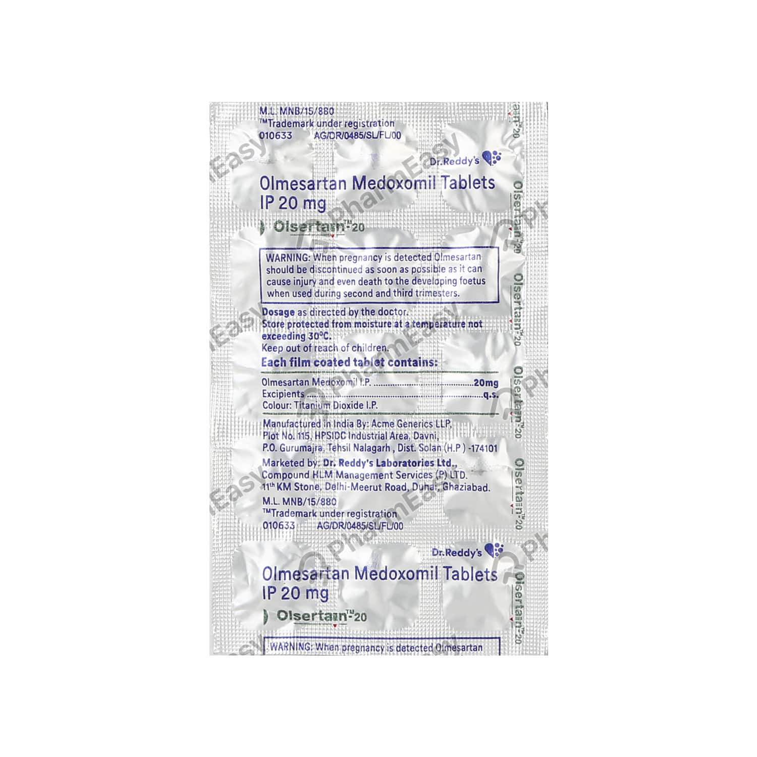 Buy Olsertain 20 MG Tablet (15) Online at Flat 18% OFF* | PharmEasy
