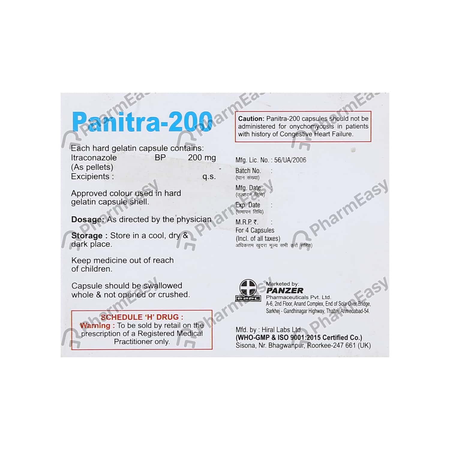 Panitra 200 MG Capsule (4) - Uses, Side Effects, Dosage, Composition ...
