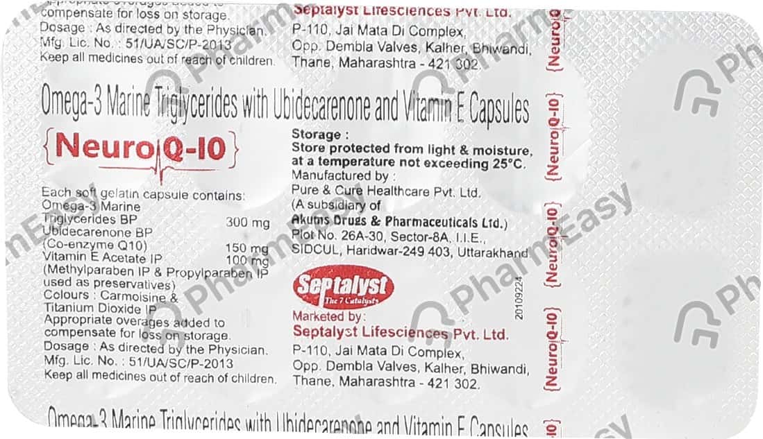 Buy Neuro Q 10 Strip Of 10 Capsules Online at Flat 15% OFF | PharmEasy