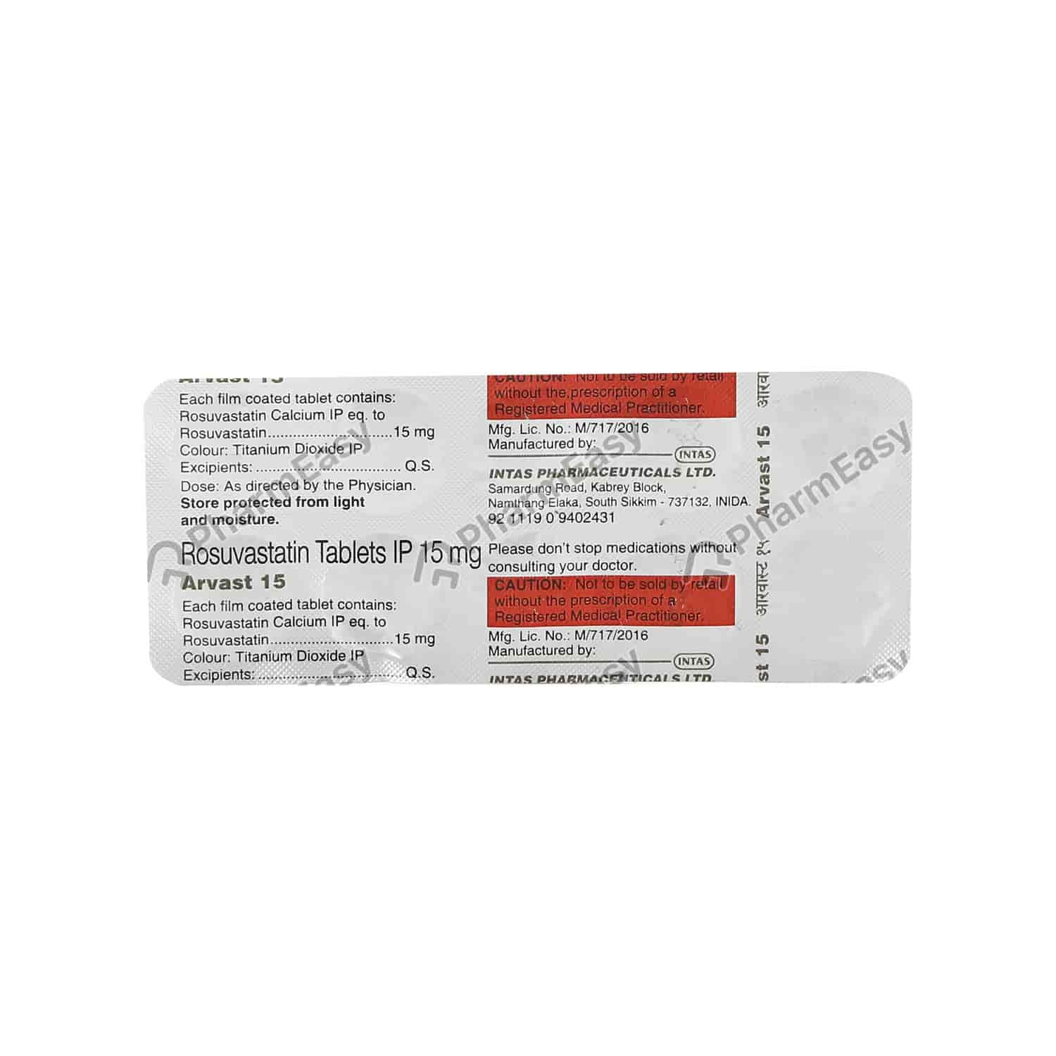 Arvast 15mg Tab 10'S - Uses, Side Effects, Dosage, Composition & Price ...