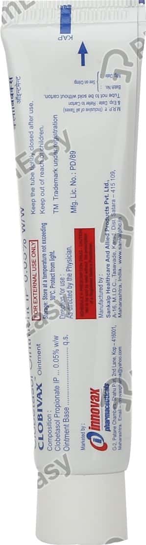Clobivax 0.05 %W/W Ointment (25): Uses, Side Effects, Price & Dosage ...