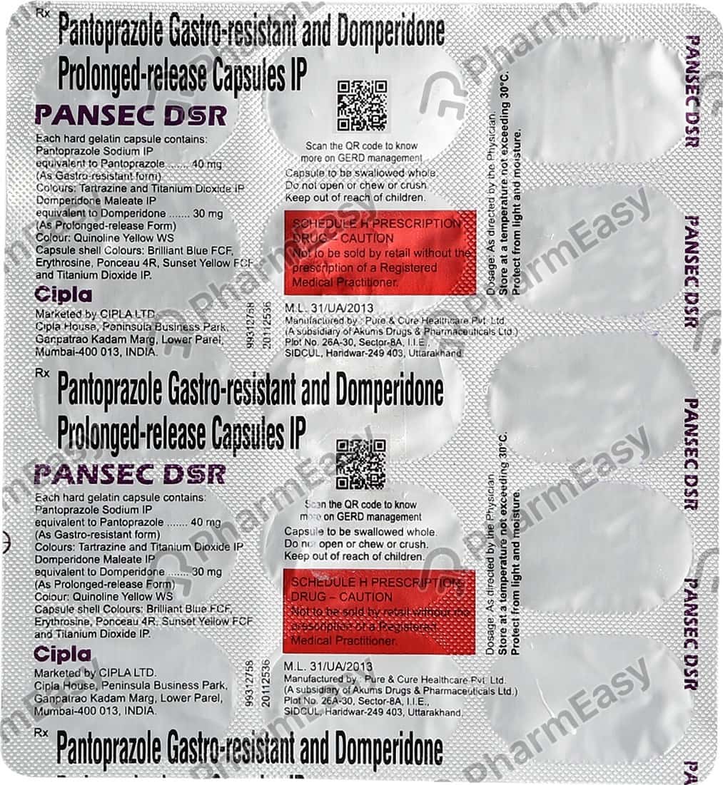 Pansec Dsr Strip Of 15 Capsules: Uses, Side Effects, Price & Dosage ...
