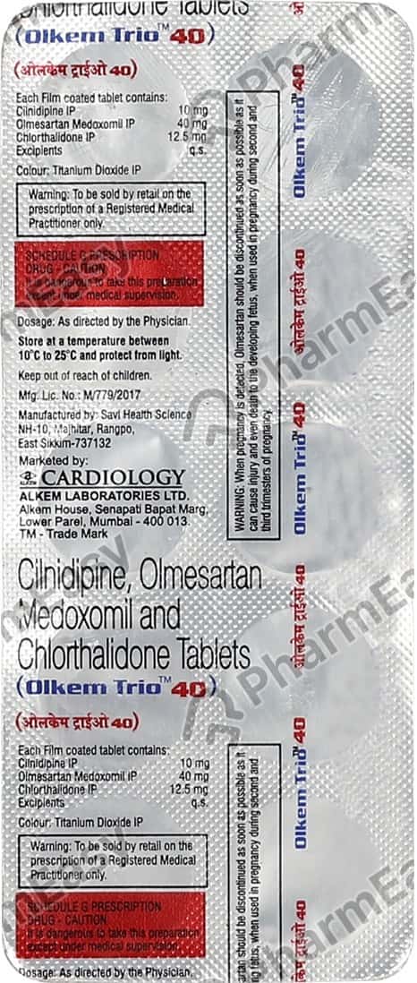 Olkem Trio 12.5/10/40mg Strip Of 10 Tablets: Uses, Side Effects, Price ...
