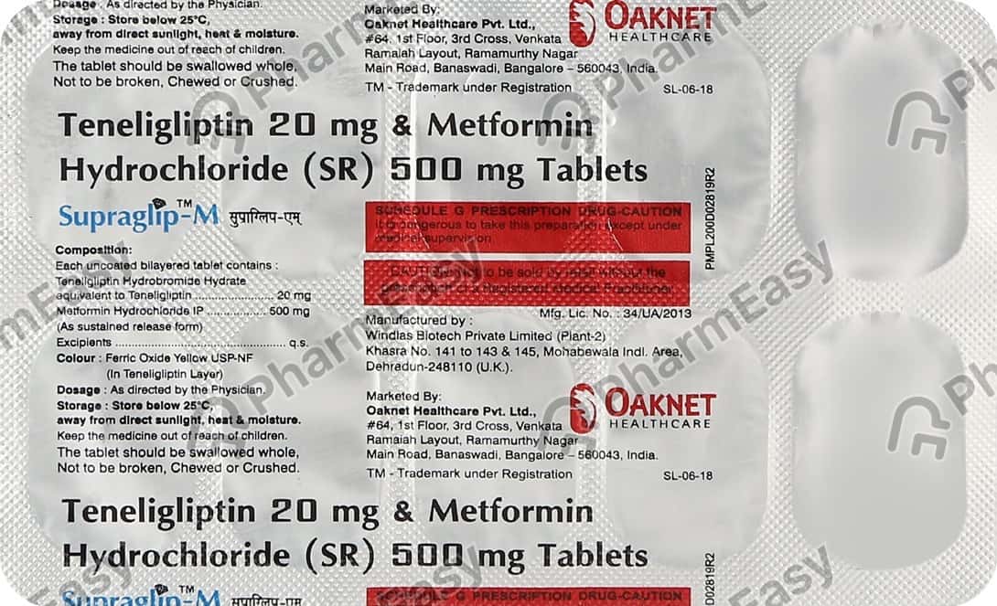 Supraglip M Strip Of 10 Tablets: Uses, Side Effects, Price & Dosage ...
