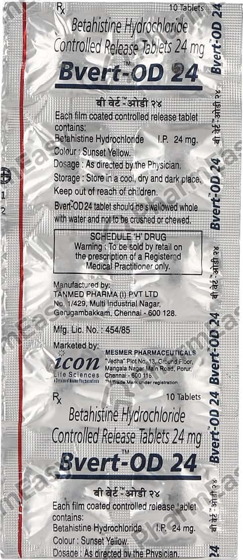 Bvert Od 24 MG Tablet (10): Uses, Side Effects, Price & Dosage | PharmEasy