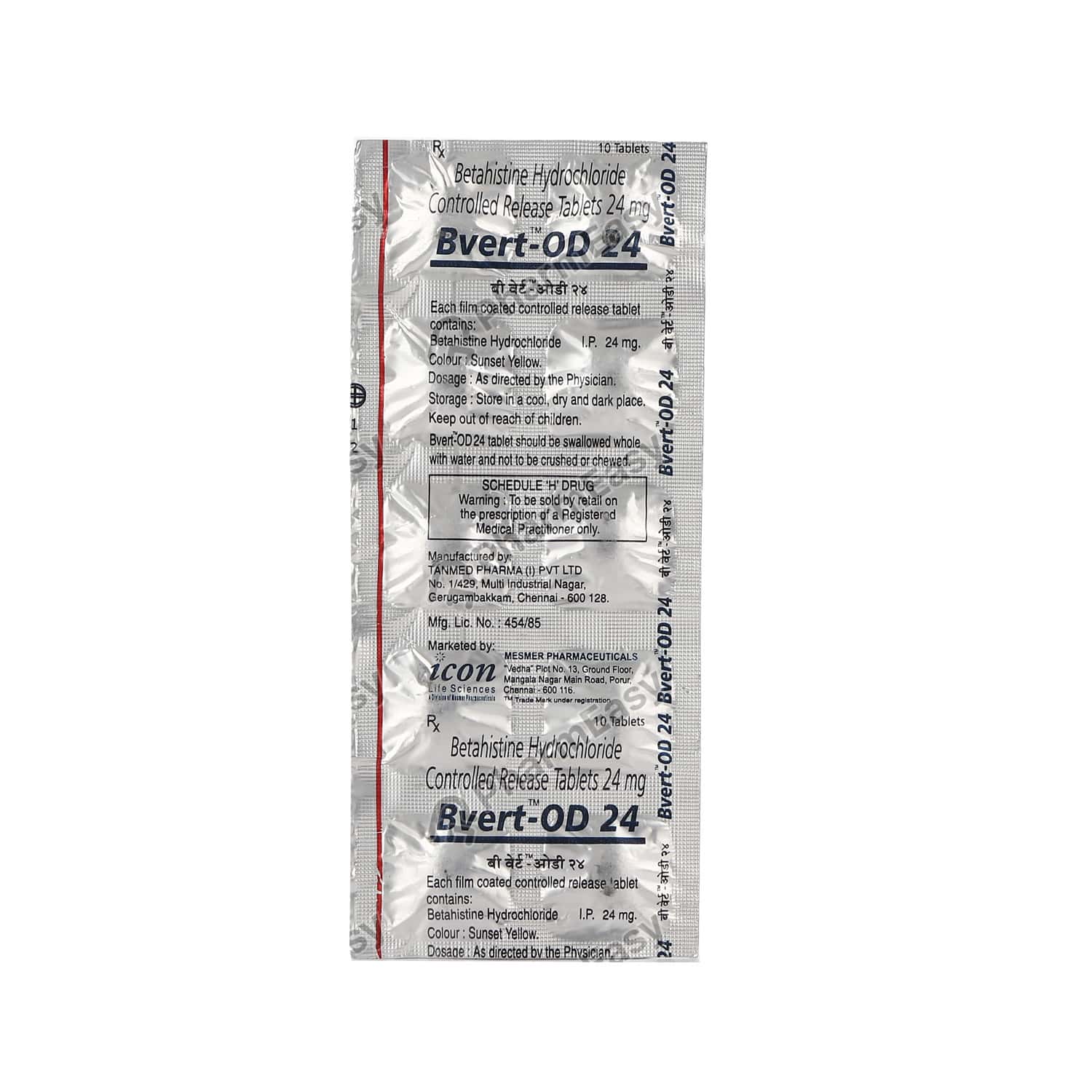 Bvert Od 24 MG Tablet (10) - Uses, Side Effects, Dosage, Composition ...