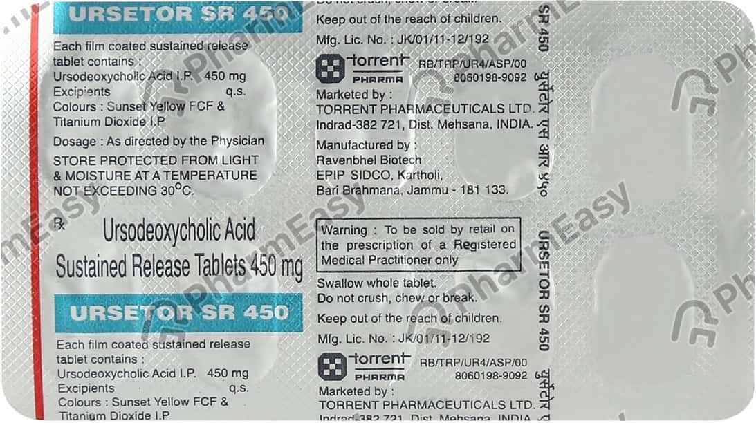 Ursetor Sr 450 MG Tablet (10): Uses, Side Effects, Price & Dosage ...