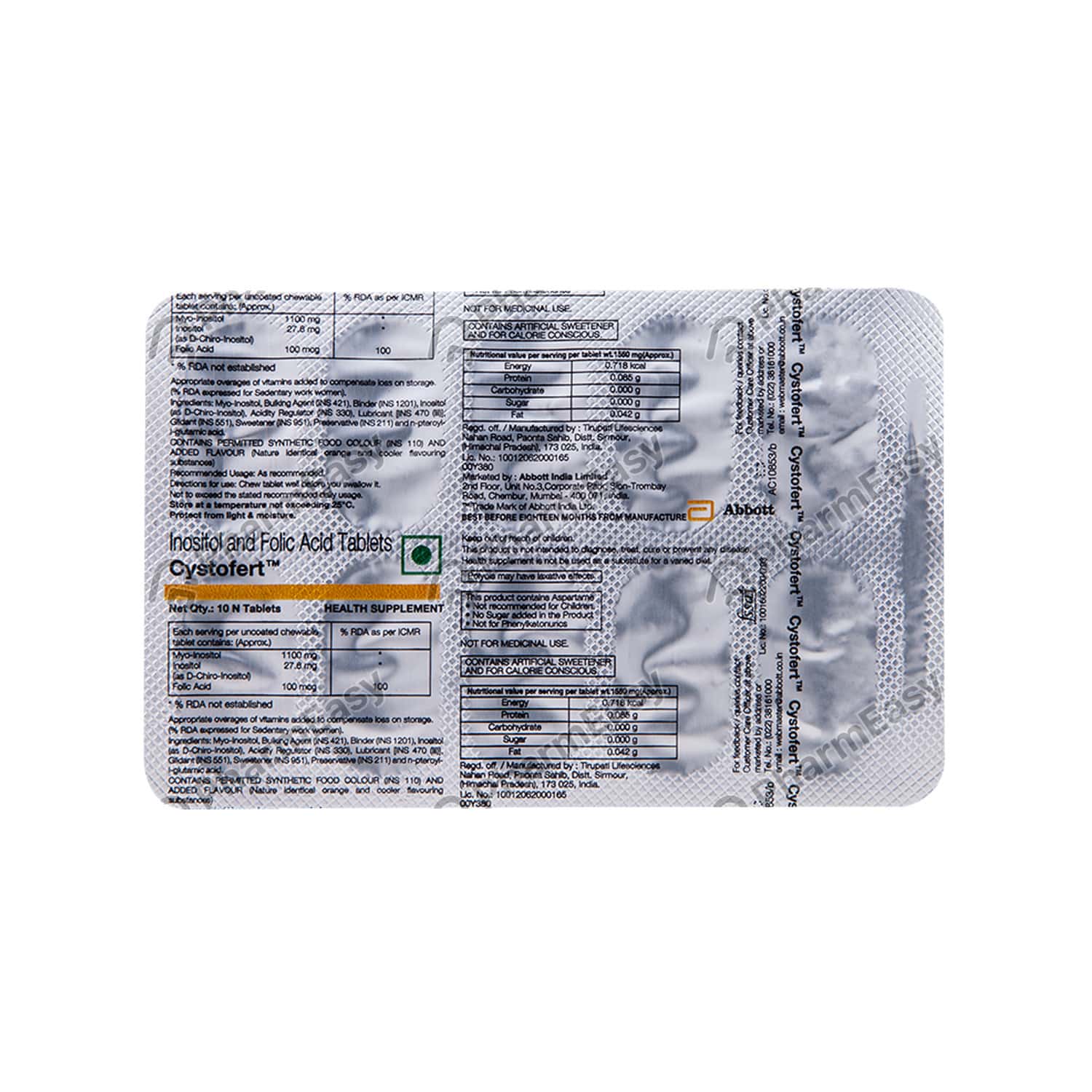 Buy Cystofert Strip Of 10 Tablets Online at Flat 18% OFF* | PharmEasy