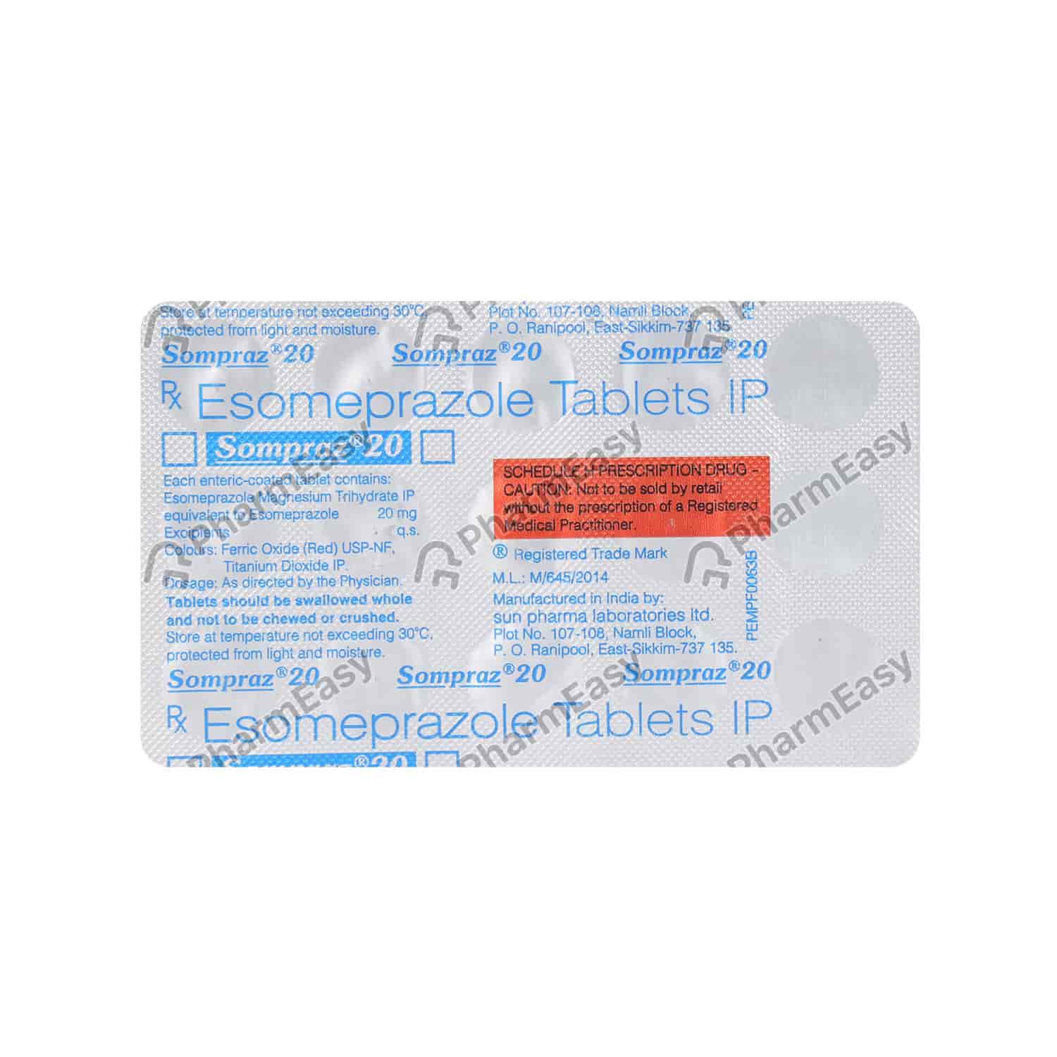 Sompraz 20 Tab 15'S - Uses, Side Effects, Dosage, Composition & Price ...