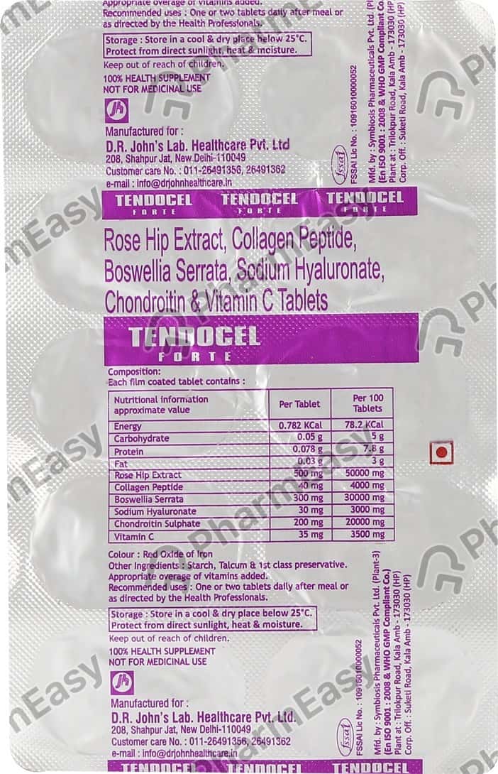 Buy Tendocel Forte Strip Of 10 Tablets Online at Flat 15% OFF | PharmEasy