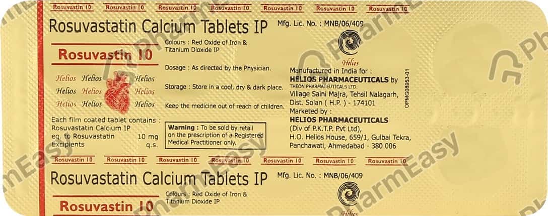 Rosuvastin 10 MG Tablet (10): Uses, Side Effects, Price & Dosage ...