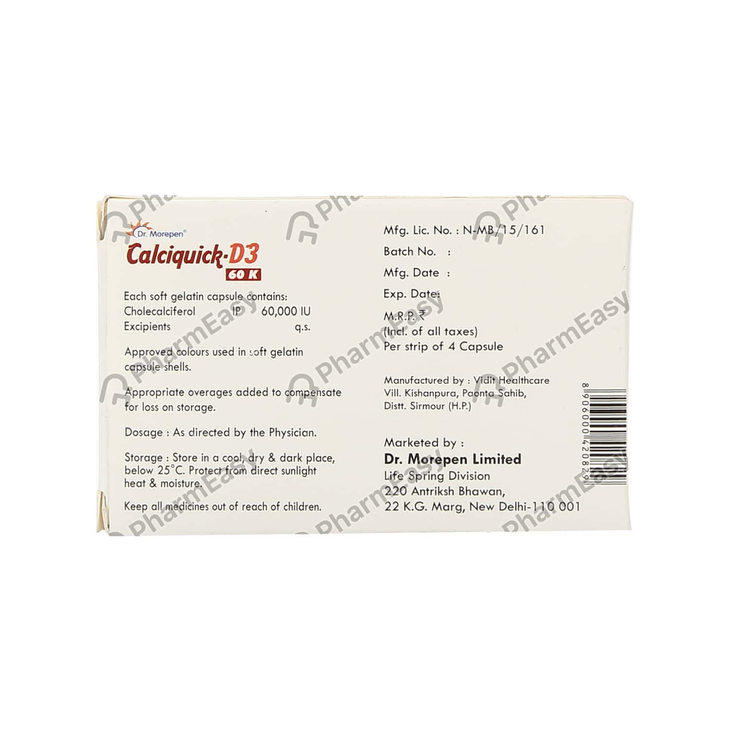 Calciquick D3 60000 IU Capsule (4): Uses, Side Effects, Price & Dosage | PharmEasy