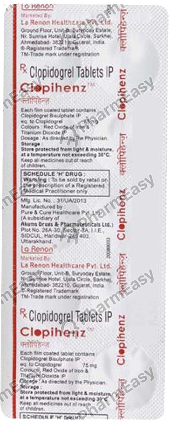 Clopihenz 75 MG Tablet (10): Uses, Side Effects, Price & Dosage | PharmEasy