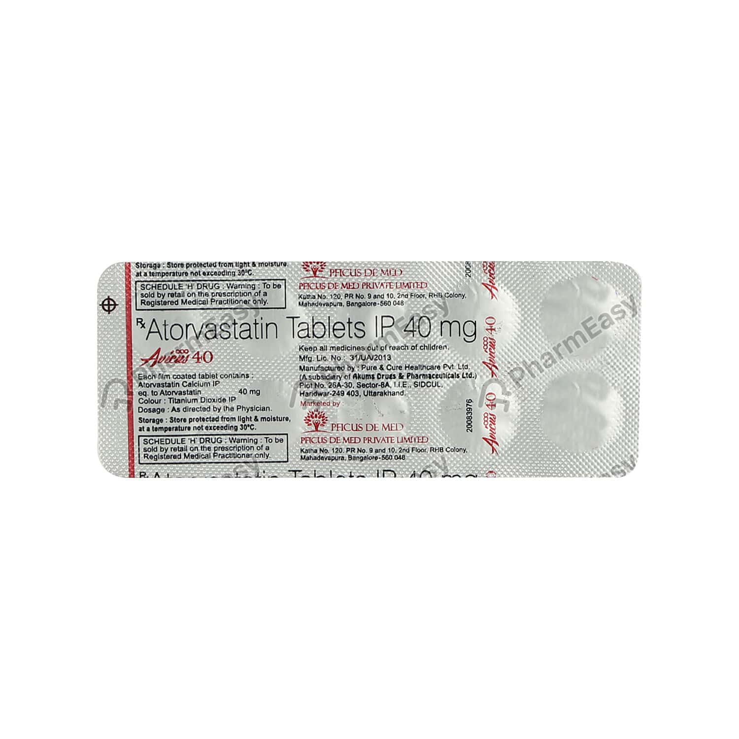 Avicus 40 MG Tablet (10) - Uses, Side Effects, Dosage, Composition ...