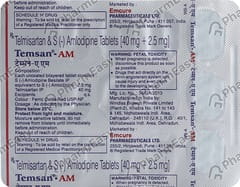 Temsan Am 2.5/40mg Strip Of 15 Tablets: Uses, Side Effects, Price ...