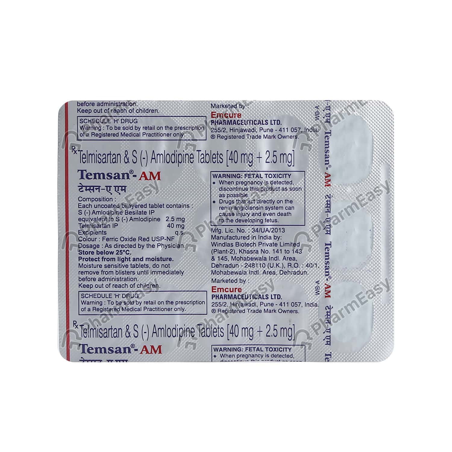 Buy Temsan Am 2.5/40mg Tab 15'S Online at Flat 18% OFF* | PharmEasy