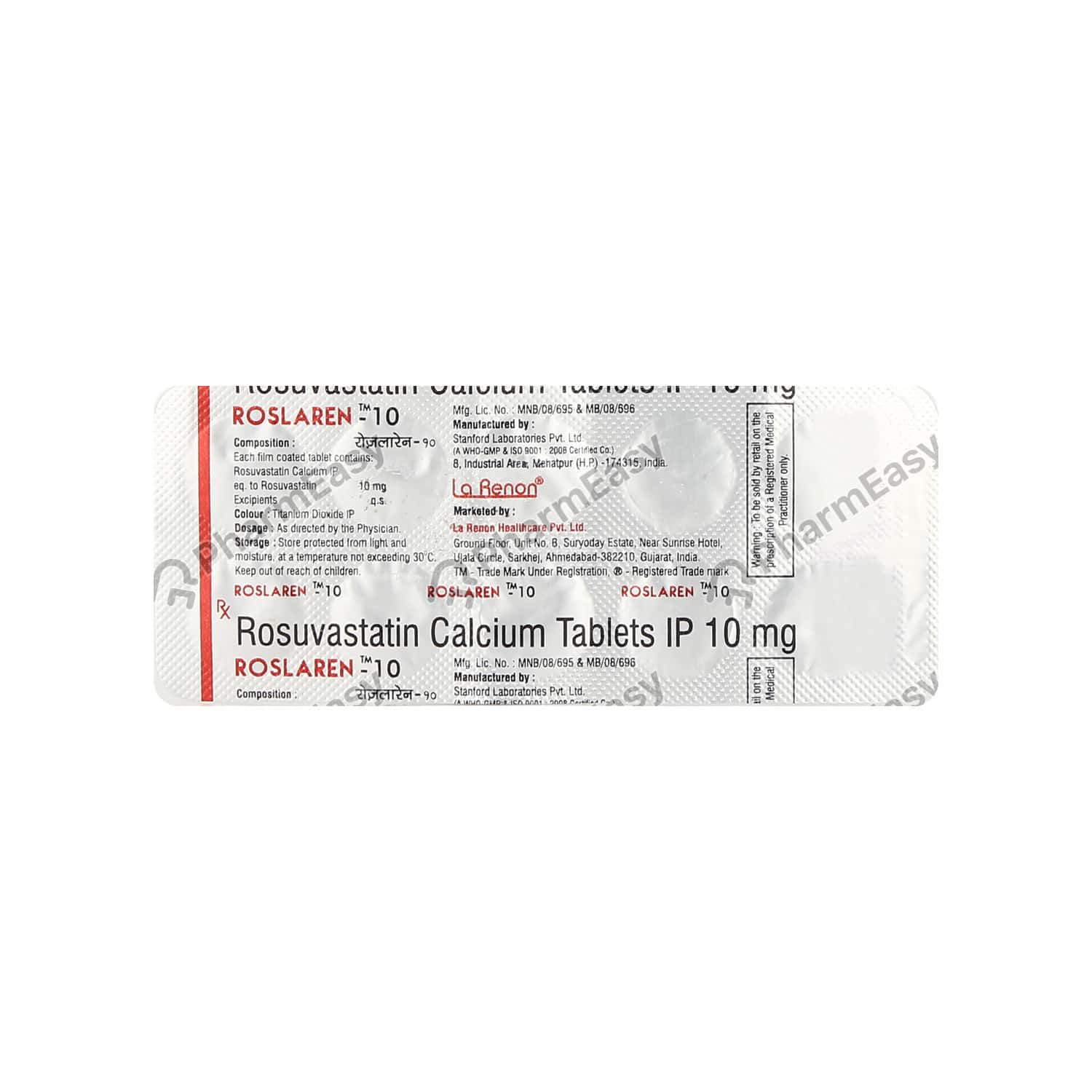 Roslaren 10 MG Tablet (10) - Uses, Side Effects, Dosage, Composition ...