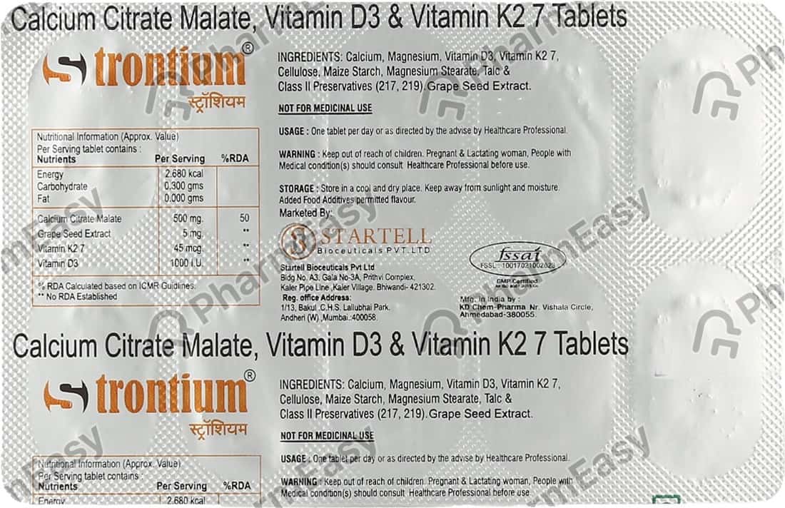 Strontium Strip Of 10 Tablets: Uses, Side Effects, Price & Dosage ...