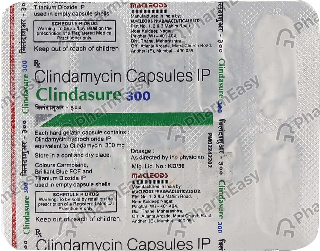 Clindasure 300 MG Capsule (10): Uses, Side Effects, Price & Dosage ...