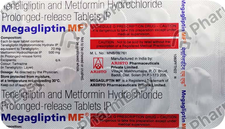 Megagliptin Mf 20/500mg Strip Of 10 Tablets: Uses, Side Effects, Price ...