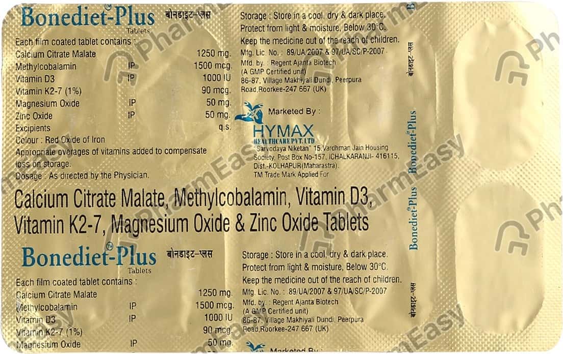 Buy Bonediet Plus Strip Of 10 Tablets Online at Flat 15% OFF | PharmEasy