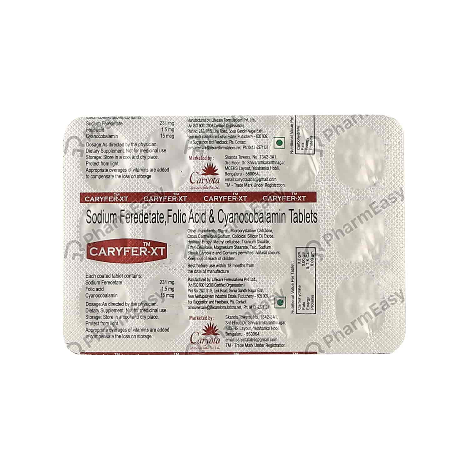 Buy Caryfer Xt Strip Of 15 Tablets Online at Flat 18% OFF* | PharmEasy