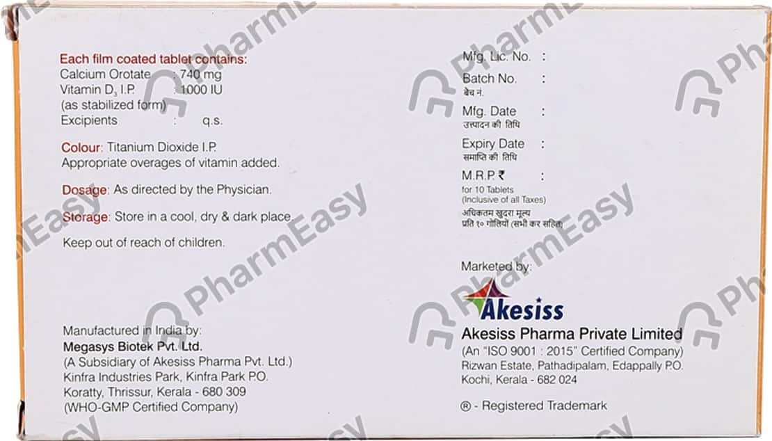 Orotate 3d Strip Of 10 Tablets: Uses, Side Effects, Price & Dosage ...