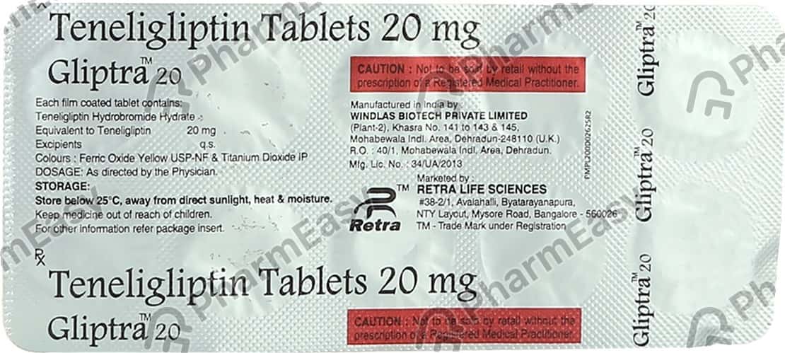 Gliptra 20 MG Tablet (10): Uses, Side Effects, Price & Dosage | PharmEasy
