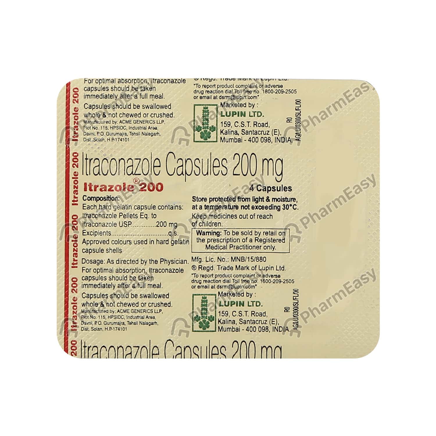 Itrazole 200 MG Capsule (4) - Uses, Side Effects, Dosage, Composition ...