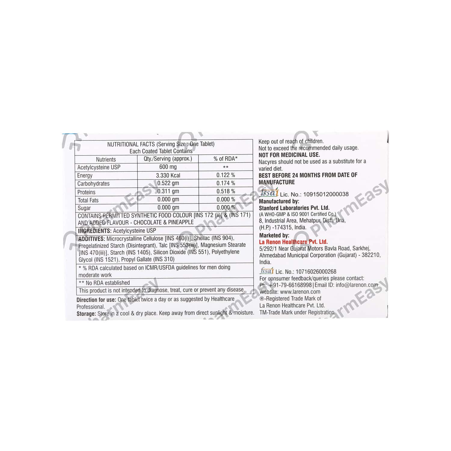 Buy Nacyres 600 MG Tablet (10) Online at Flat 18% OFF* | PharmEasy