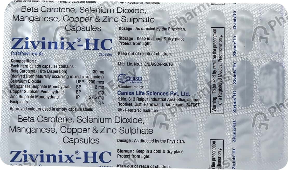 Buy Zivinix Hc Strip Of 30 Capsules Online at Flat 15% OFF | PharmEasy