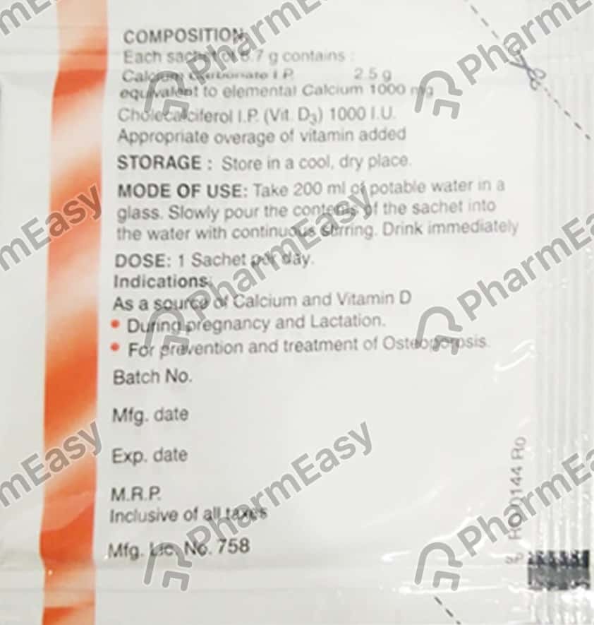 Calcinol D 1000 Sugar Free Sachet Of 6.7gm Granules: Uses, Side Effects ...