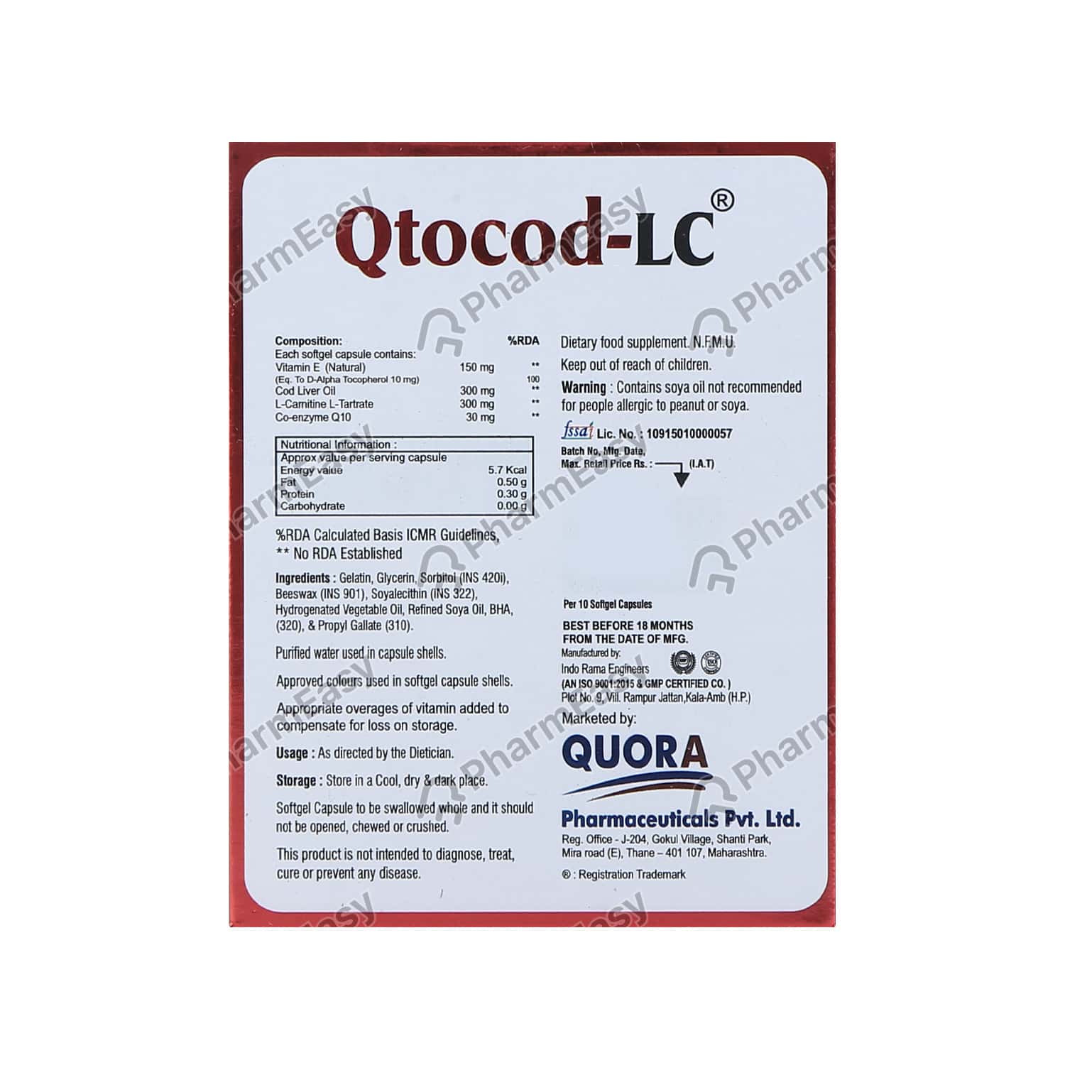 Buy Qtocod Lc Capsule (10) Online at Flat 18% OFF* | PharmEasy