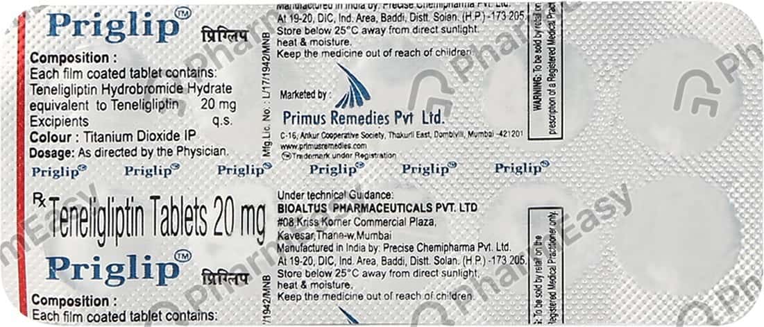 Priglip 20 MG Tablet (10): Uses, Side Effects, Price & Dosage | PharmEasy