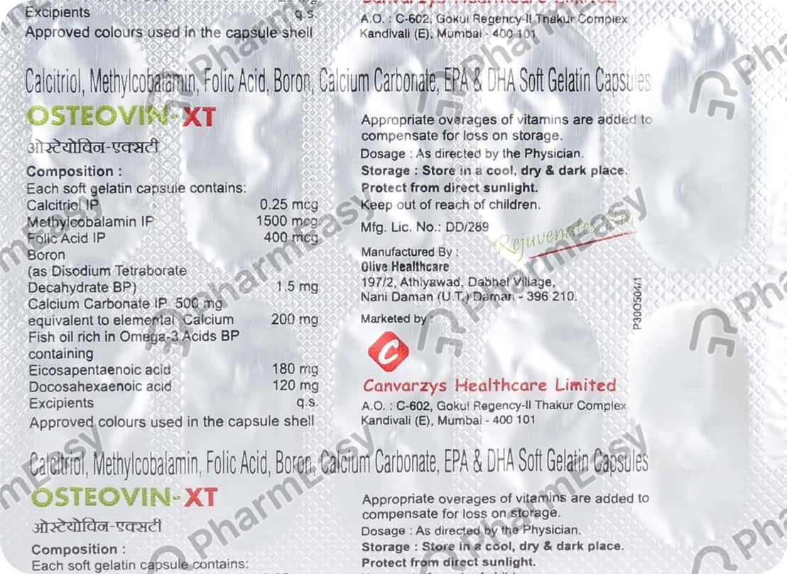 Osteovin Xt 0.25 MCG Capsule (10): Uses, Side Effects, Price & Dosage ...