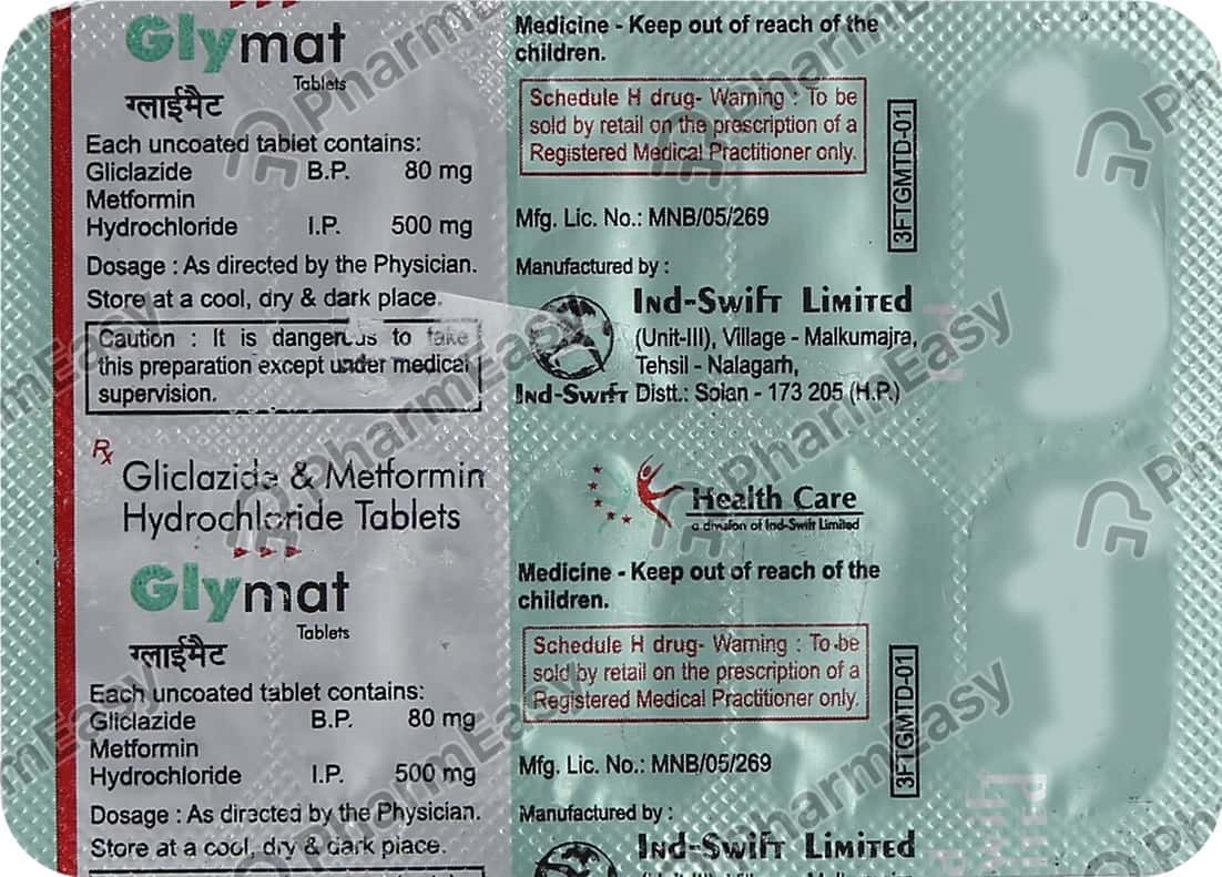 Glymat 80/500 Strip Of 10 Tablets: Uses, Side Effects, Price & Dosage ...