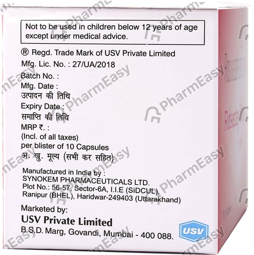 Roseday A 20 Strip Of 10 Capsules: Uses, Side Effects, Price & Dosage ...