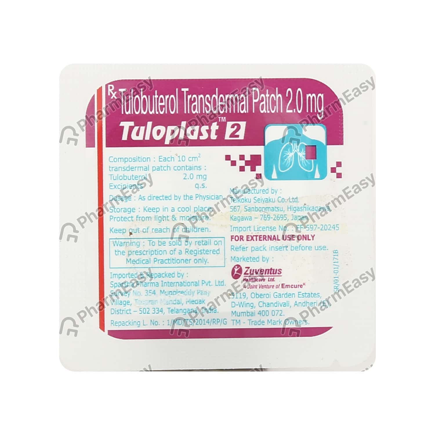 Buy Tuloplast 1 MG Patch (1) Online at Flat 18% OFF* | PharmEasy