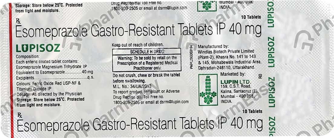 Lupisoz 40 MG Tablet (10): Uses, Side Effects, Price & Dosage | PharmEasy