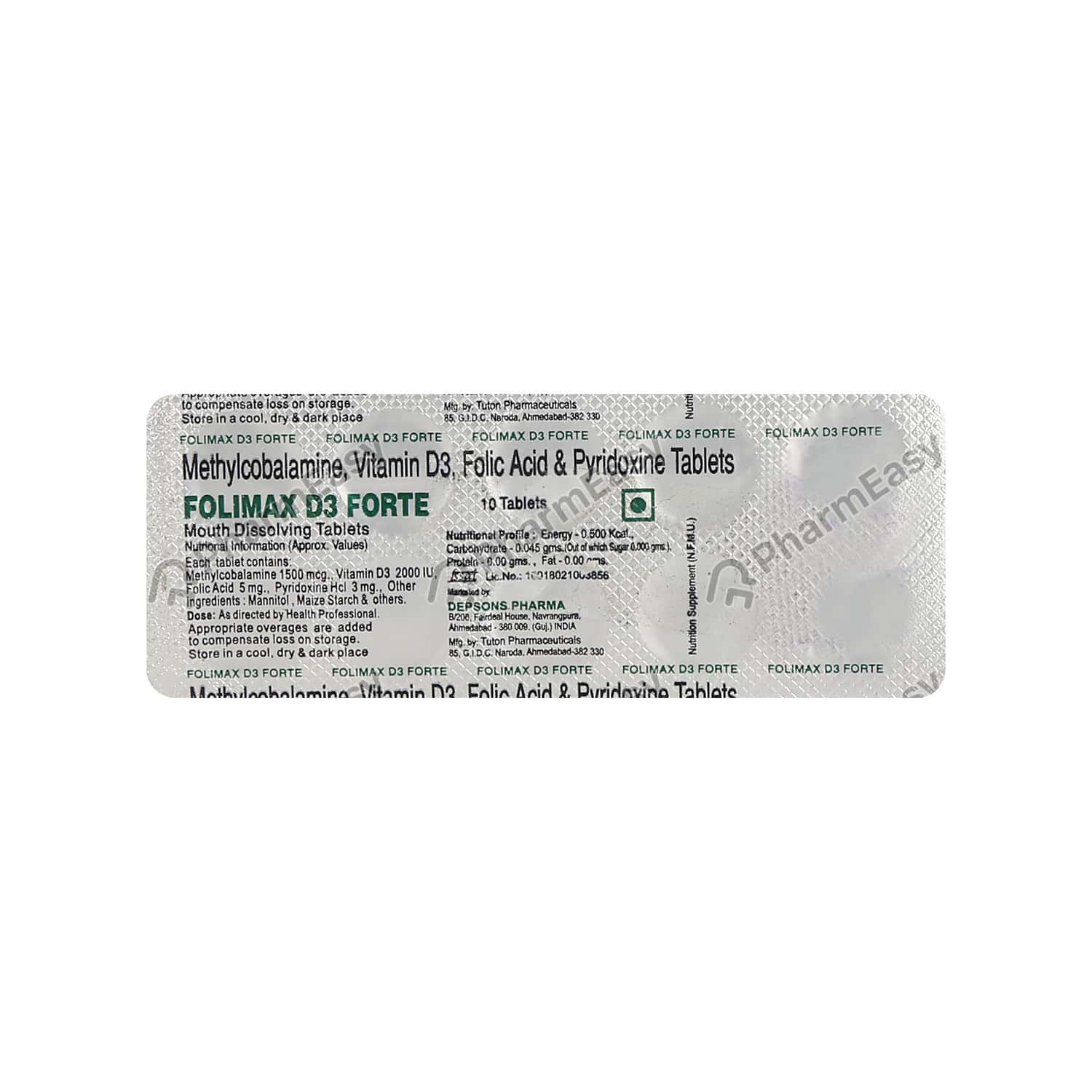 Buy Folimax D3 Forte Sugar Free Tablet 10'S Online at Flat 18% OFF ...