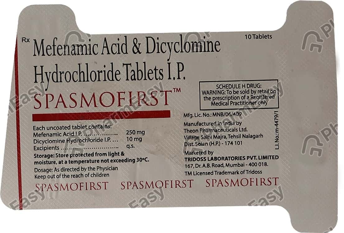 Spasmofirst Strip Of 10 Tablets: Uses, Side Effects, Price & Dosage ...